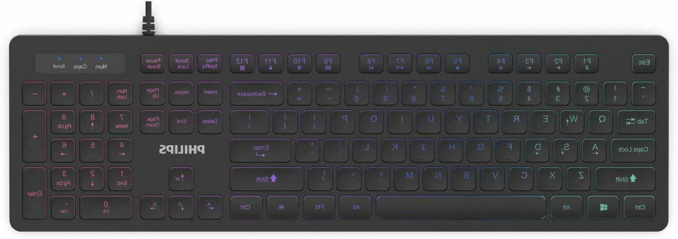 PHILIPS SPK8264 Compact Wired Keyboard Ultra-Slim PC Keyboard